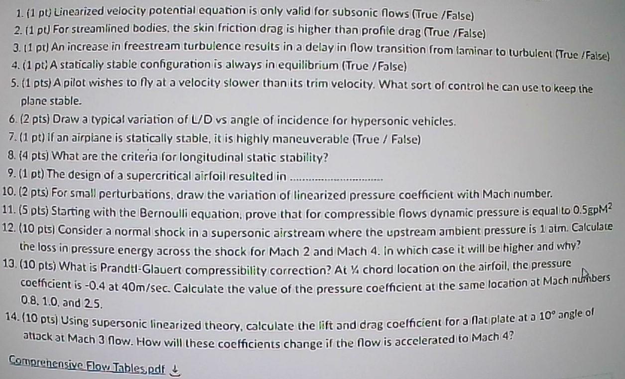 Solved 1 (1 pu linearized velocity potential equation is | Chegg.com