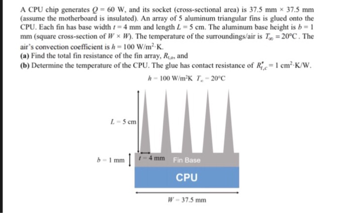 Solved A CPU chip generates Q-60 W, and its socket | Chegg.com