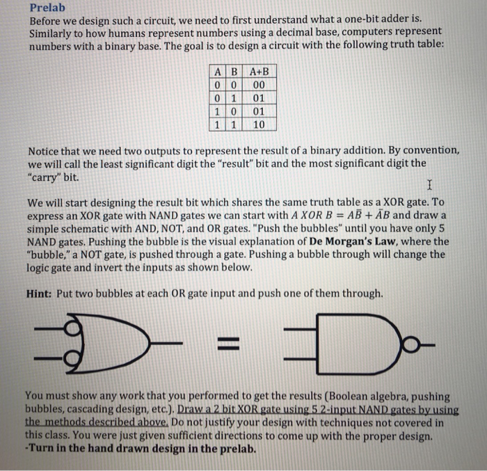 Solved Prelab Before we design such a circuit, we need to | Chegg.com