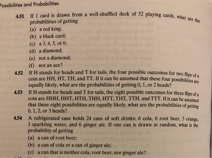 Solved Possibilities and Probabilities 4.51 If 1 card is | Chegg.com