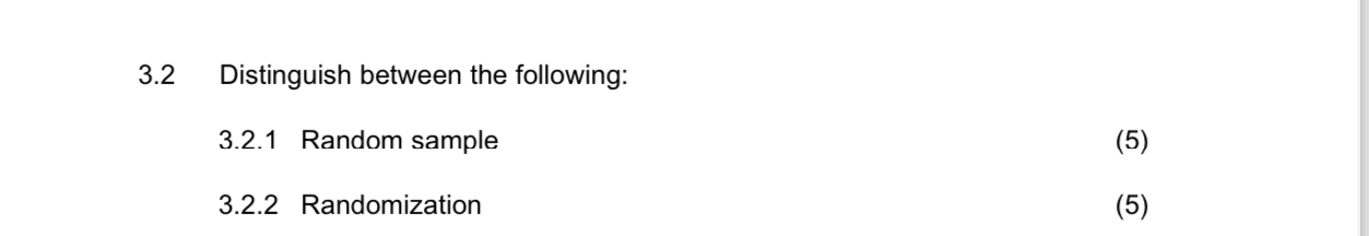 Solved 3.2 ﻿Distinguish between the following:3.2.1 ﻿Random | Chegg.com