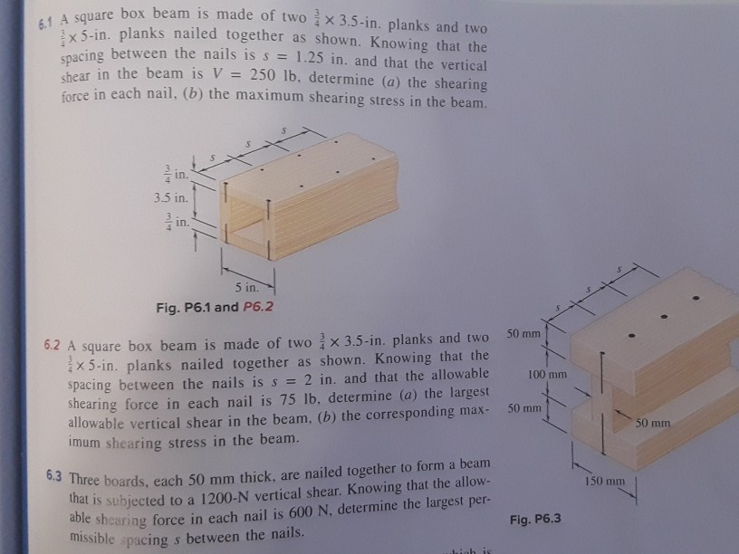 Solved 6.1 A square box beam is made of twox 3.5-in. planks | Chegg.com