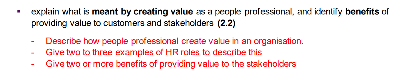 Solved 1 explain what is meant by creating value as a people | Chegg.com