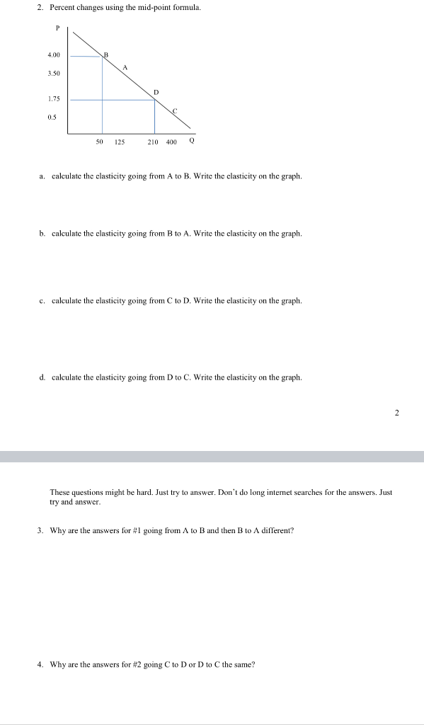Solved 2. Percent changes using the mid-point formula. P | Chegg.com