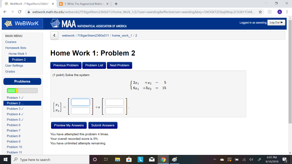 Solved WebWork: 119igarlihern236001 x C 1. Write The | Chegg.com