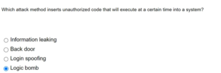 Solved Which attack method inserts unauthorized code that | Chegg.com