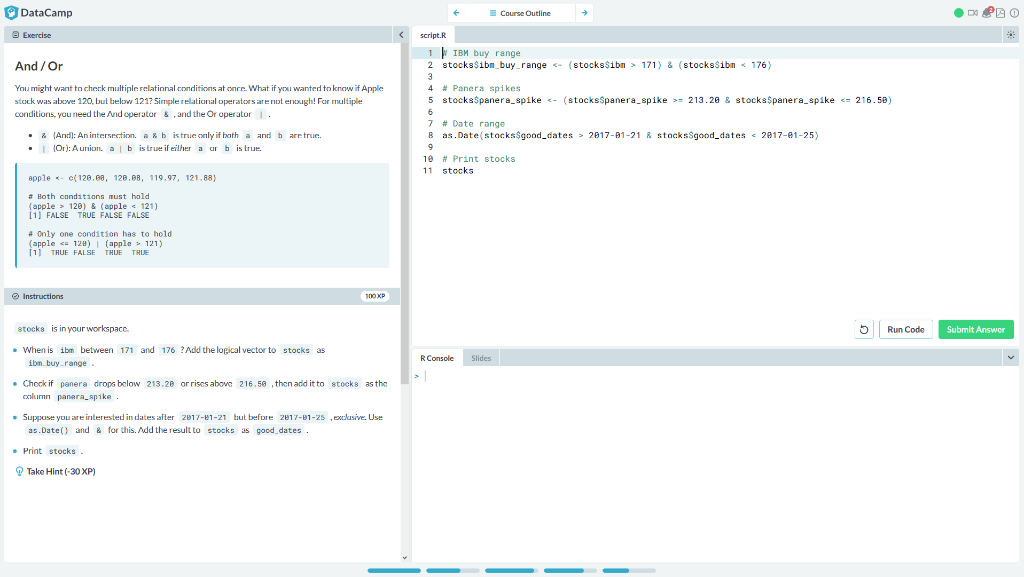Solved DataCamp + Course Outline . Exercise script.R 1 IBM | Chegg.com