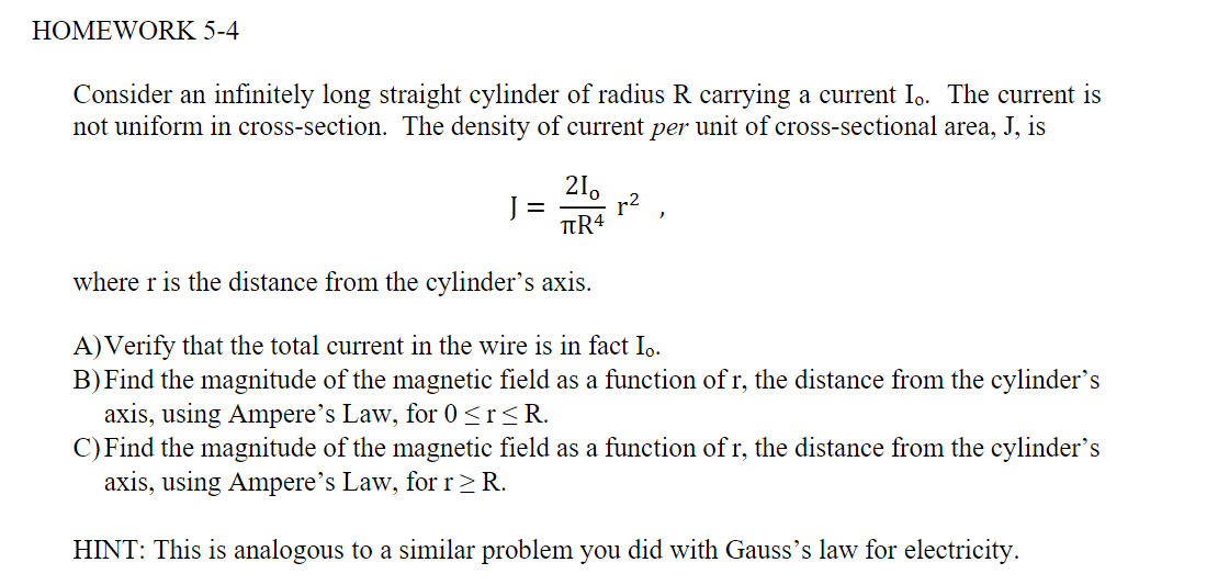 Solved Consider an infinitely long straight cylinder of | Chegg.com