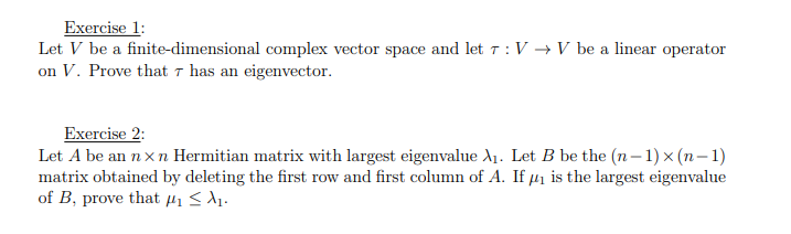 Solved Exercise 1: Let V be a finite-dimensional complex | Chegg.com