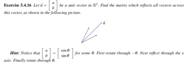 Solved Exercise 54.16 Letbe a uni vector in R2. Find the | Chegg.com