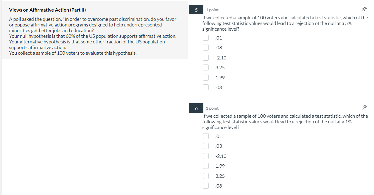 Solved Views on Affirmative Action (Part II) 51 point A poll | Chegg.com