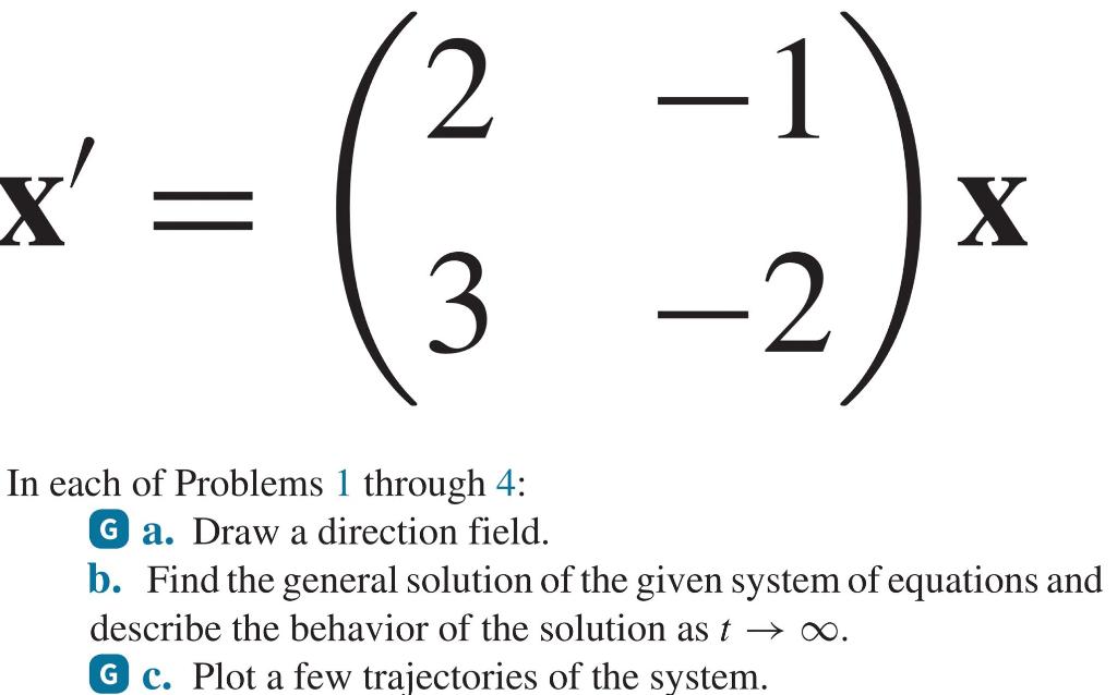 Solved x′=(23−1−2)x | Chegg.com