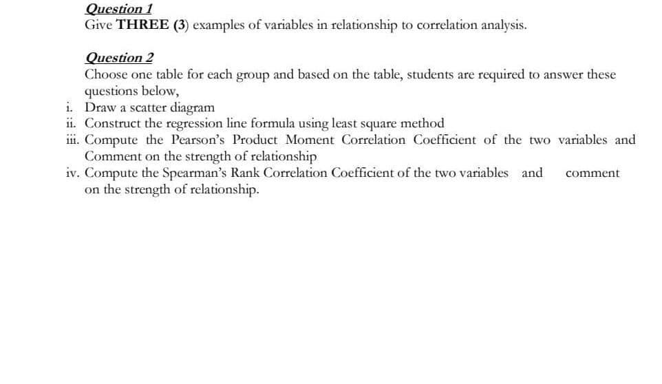 Solved Question 1 Give THREE (3) examples of variables in | Chegg.com