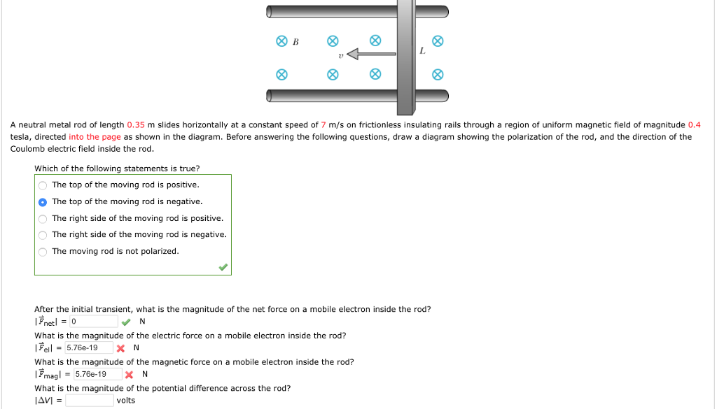 Solved A neutral metal rod of length 0.35 m slides | Chegg.com