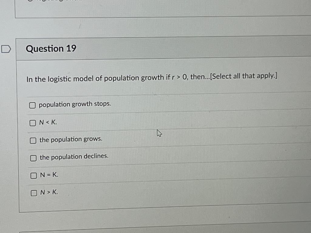 Solved In the logistic model of population growth if r>0, | Chegg.com