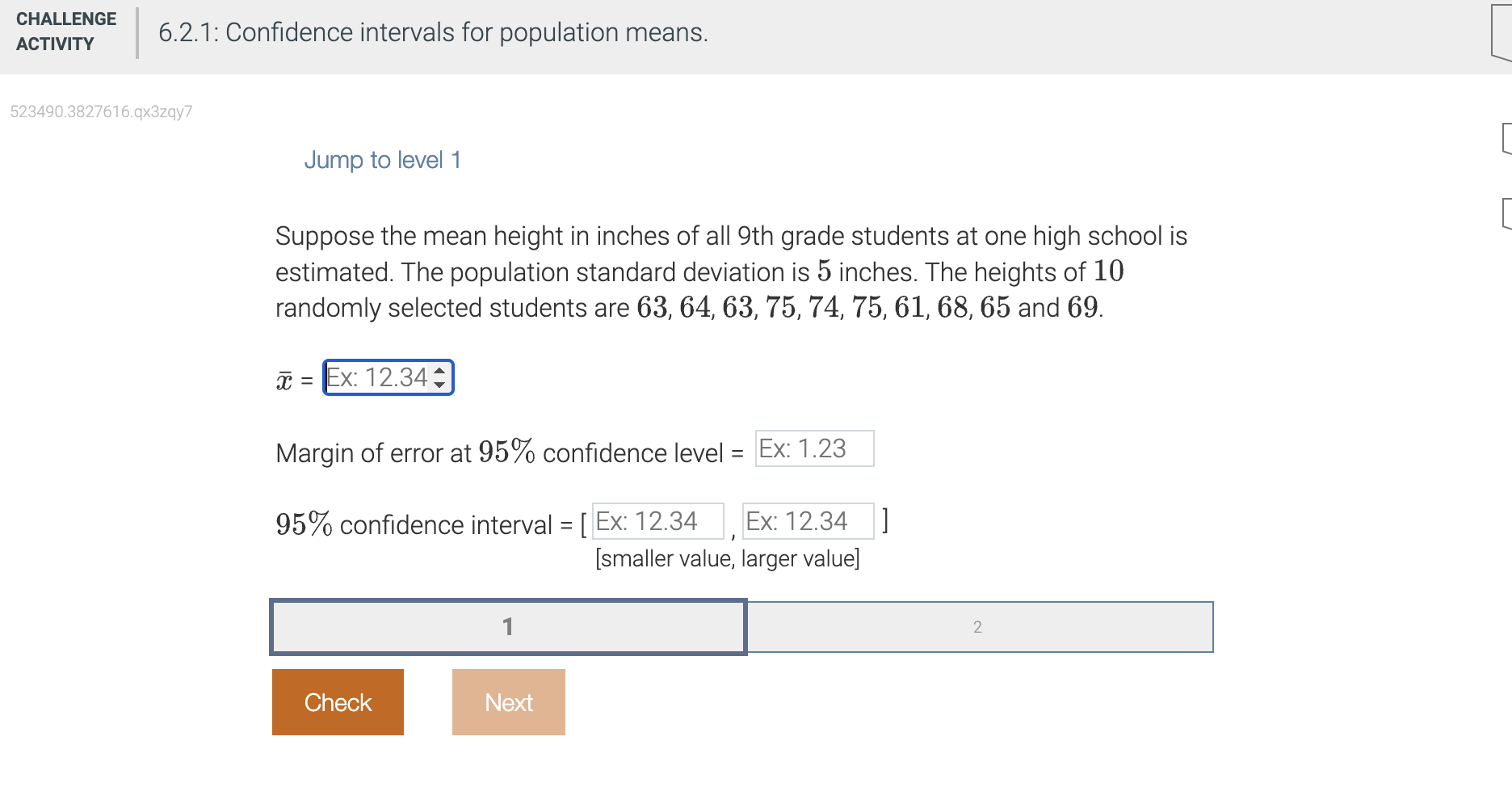 Solved Jump to level 1 Suppose the mean height in inches of | Chegg.com