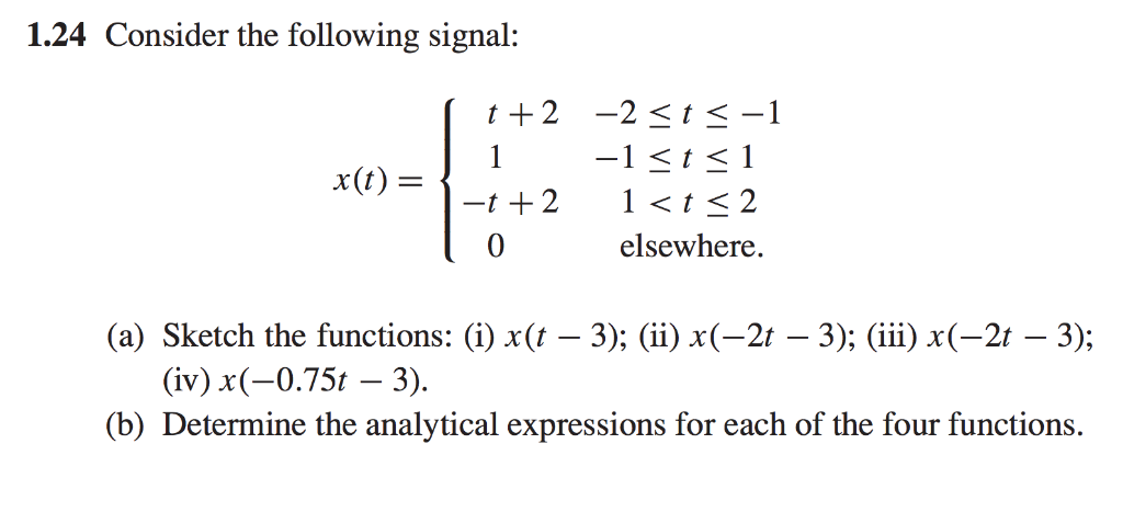 Solved 1.24 Consider the following signal: 0 elsewhere. (a) | Chegg.com