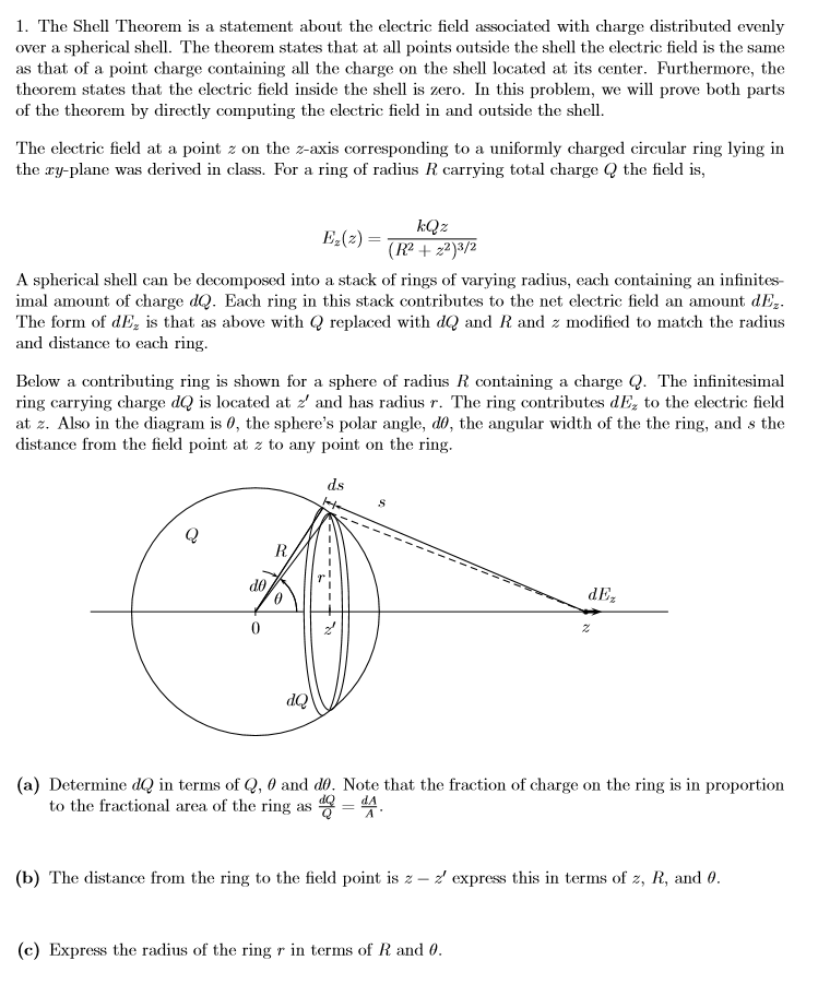 Solved 1. The Shell Theorem is a statement about the | Chegg.com