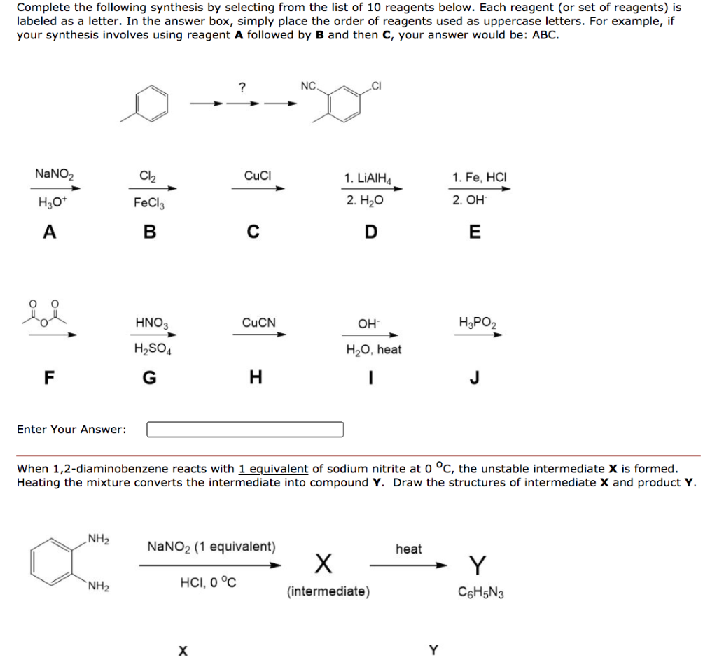 Solved Complete the following synthesis by selecting from | Chegg.com