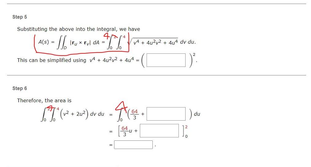 Solved Find the area of the surface with parametric | Chegg.com