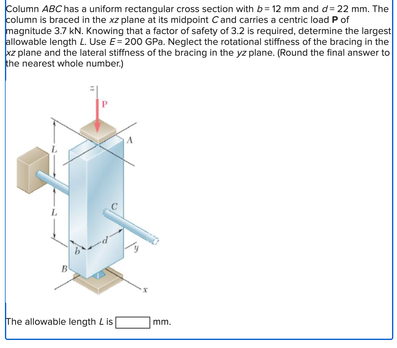 Solved Column ABC has a uniform rectangular cross section | Chegg.com