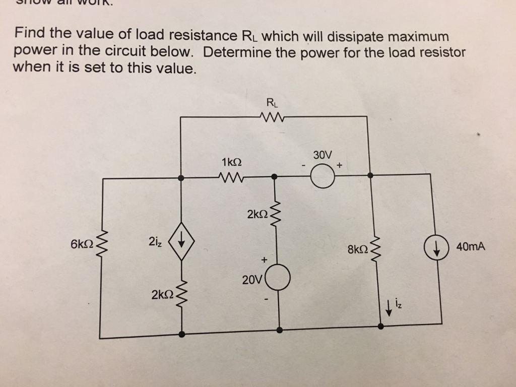 Solved Find the value of load resistance RL which will | Chegg.com
