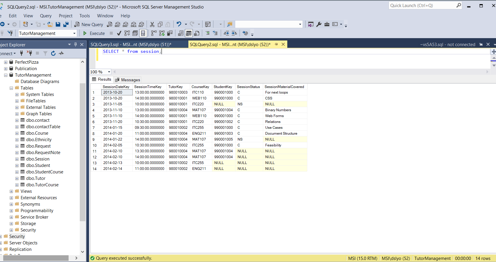 Solved With these tables in the TutorManagement database in | Chegg.com
