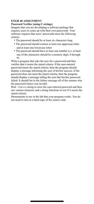 Solved ENGR 40 ASSIGNMENT Imagine that you are developing a | Chegg.com