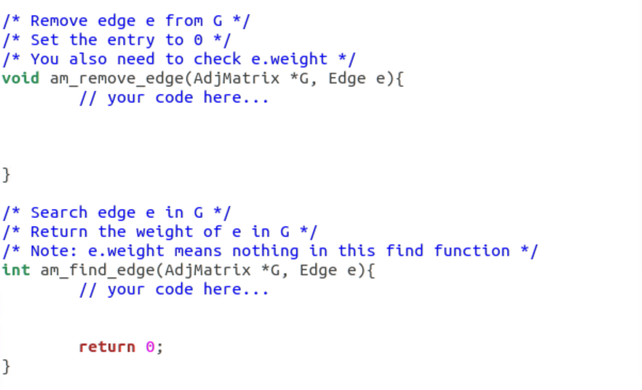 Solved You are going to implement the adjacency matrix for a | Chegg.com