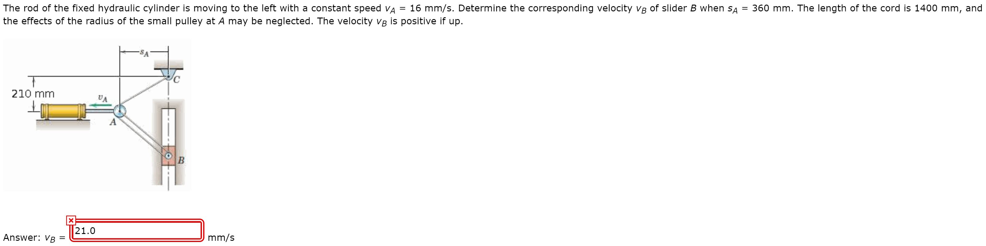 Solved The rod of the fixed hydraulic cylinder is moving to | Chegg.com