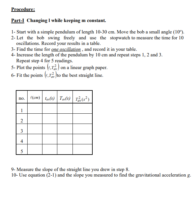 Solved Experiment #2 The Simple Pendulum Objectives: To | Chegg.com