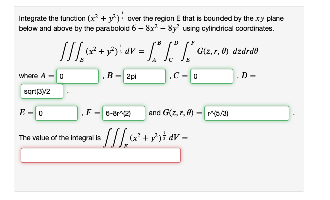 Solved Integrate the function (x2 + y2); over the region E | Chegg.com