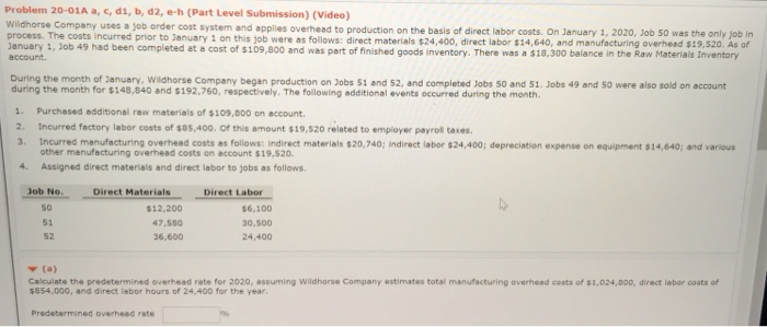 Solved Exercise 20-05 a-c (Part Level Submission) Sandhill | Chegg.com