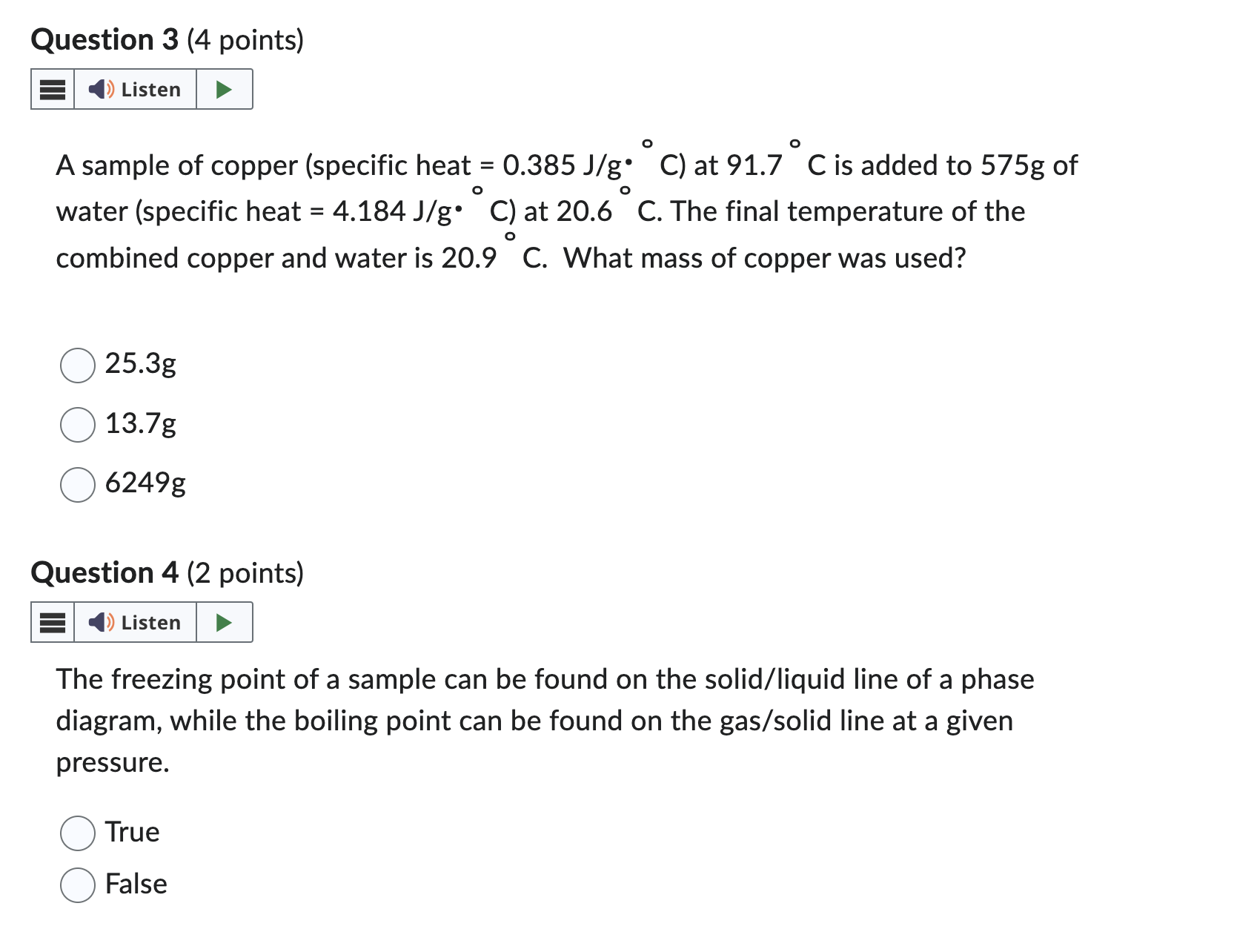 Solved A sample of copper (specific heat =0.385 J/g∘C ) at | Chegg.com