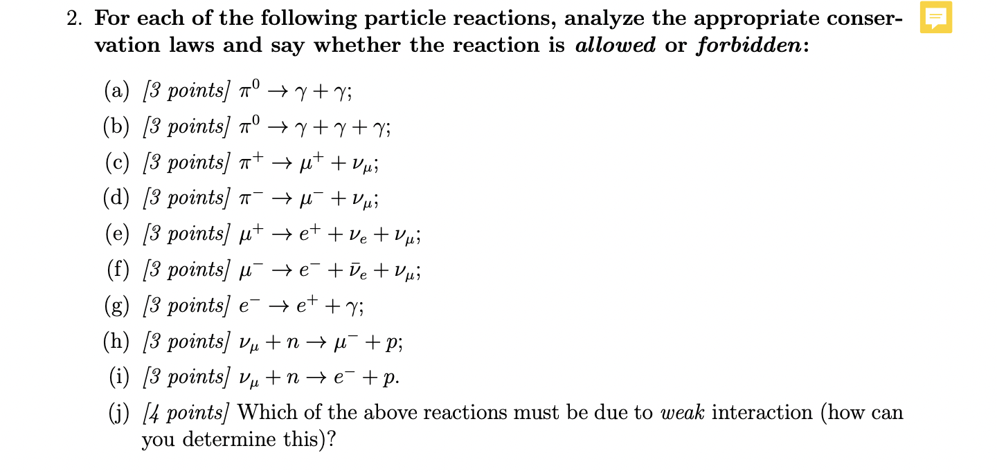 Solved 2. For each of the following particle reactions, | Chegg.com