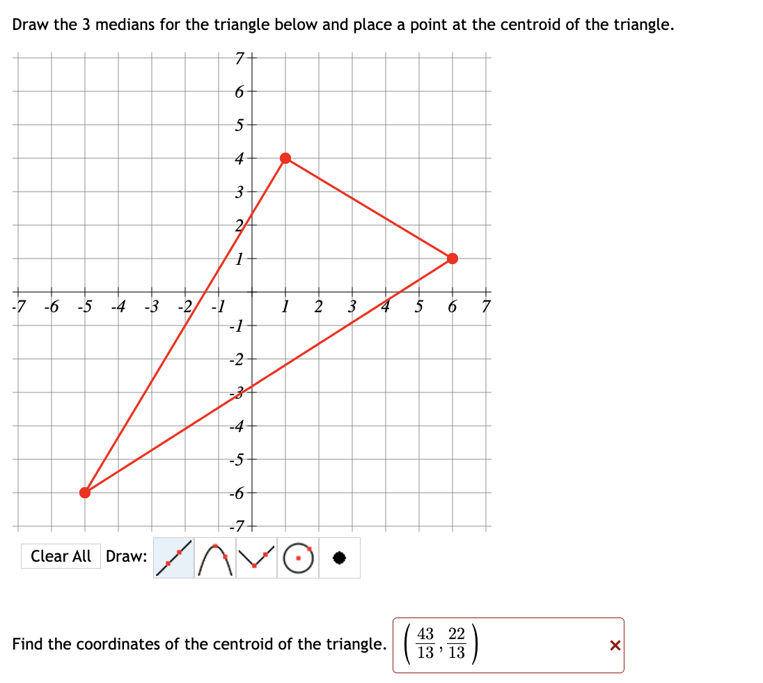 Solved Draw the 3 medians for the triangle below and place a | Chegg.com