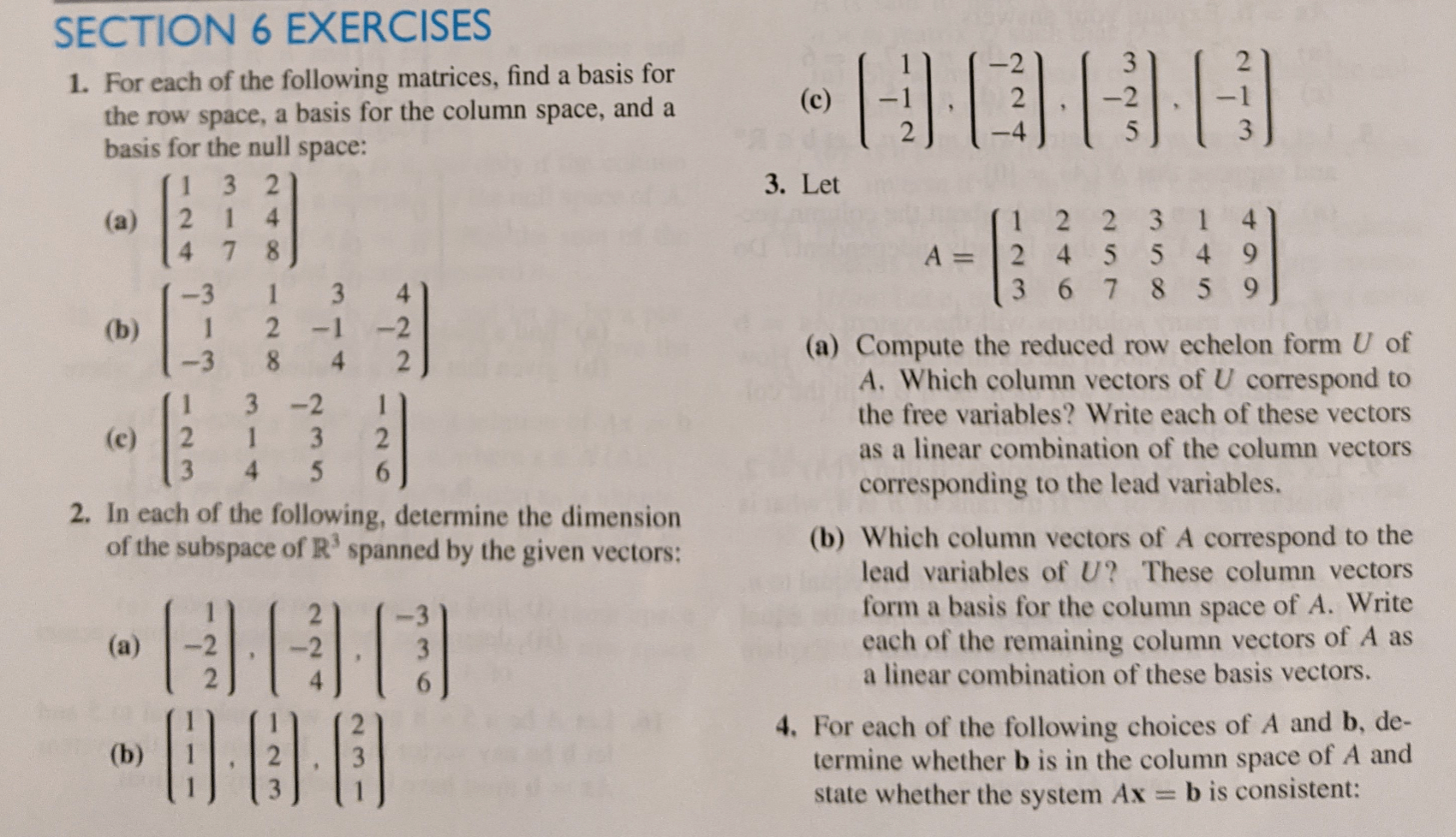 Solved (c) -2 3. Let SECTION 6 EXERCISES 1. For each of the | Chegg.com