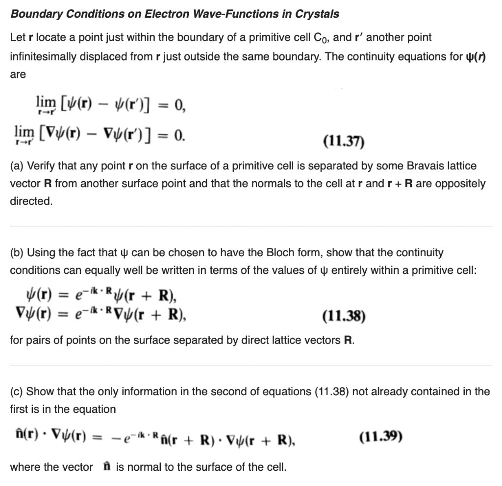 Solved Boundary Conditions on Electron Wave-Functions in | Chegg.com