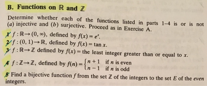 Solved B. Functions on R and Z Determine whether each of | Chegg.com