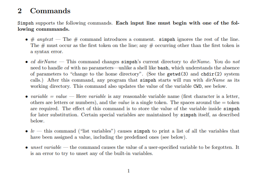 Solved For this project you will implement a simple shell, | Chegg.com