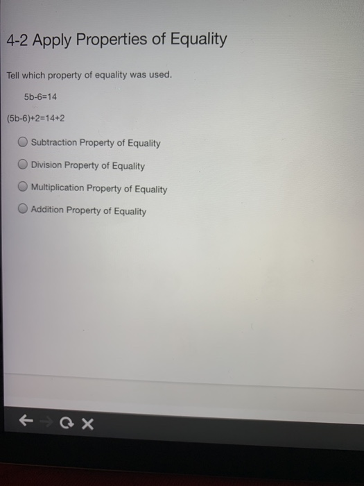 Solved 4-2 Apply Properties of Equality Tell which property | Chegg.com