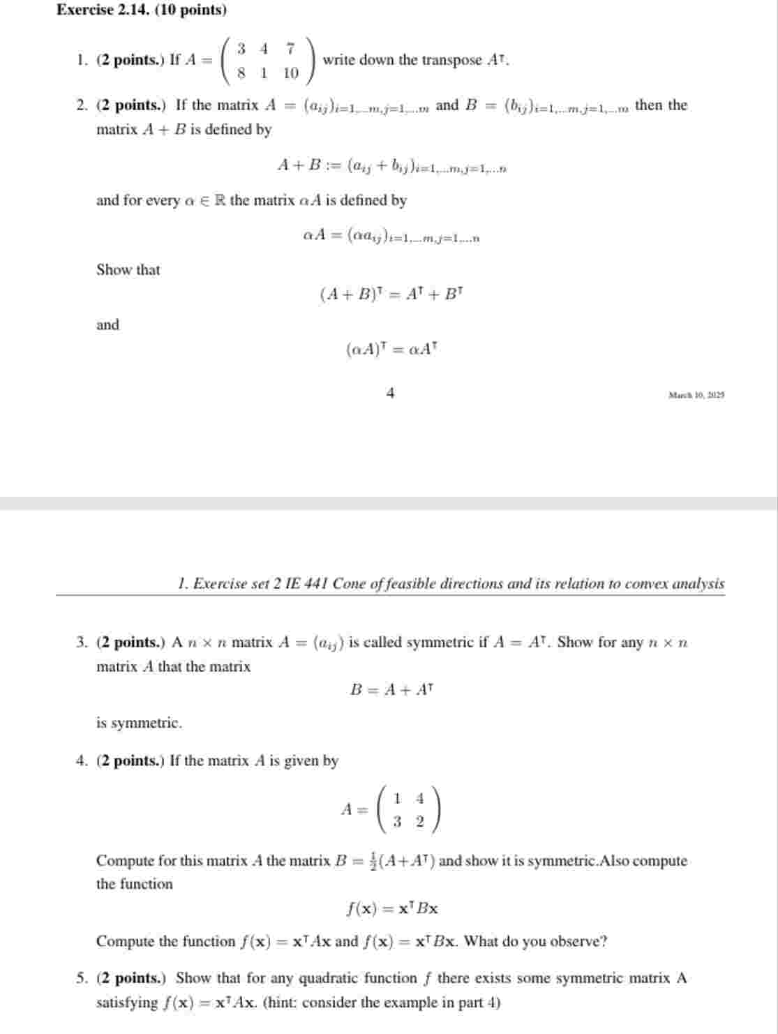 Solved (2 ﻿points.) A n×n ﻿matrix A=(aij) is ﻿called | Chegg.com