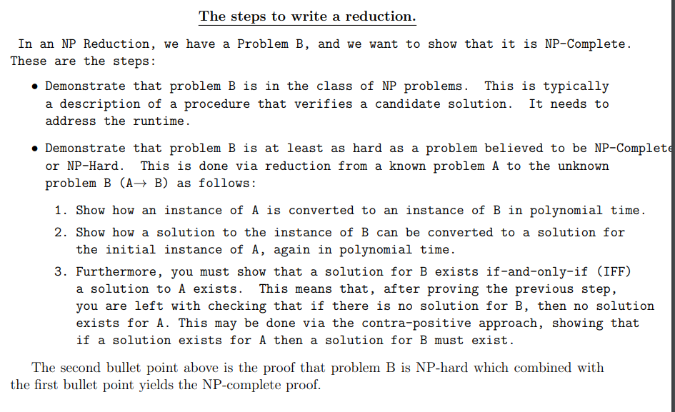 The steps to write a reduction. In an NP Reduction, | Chegg.com