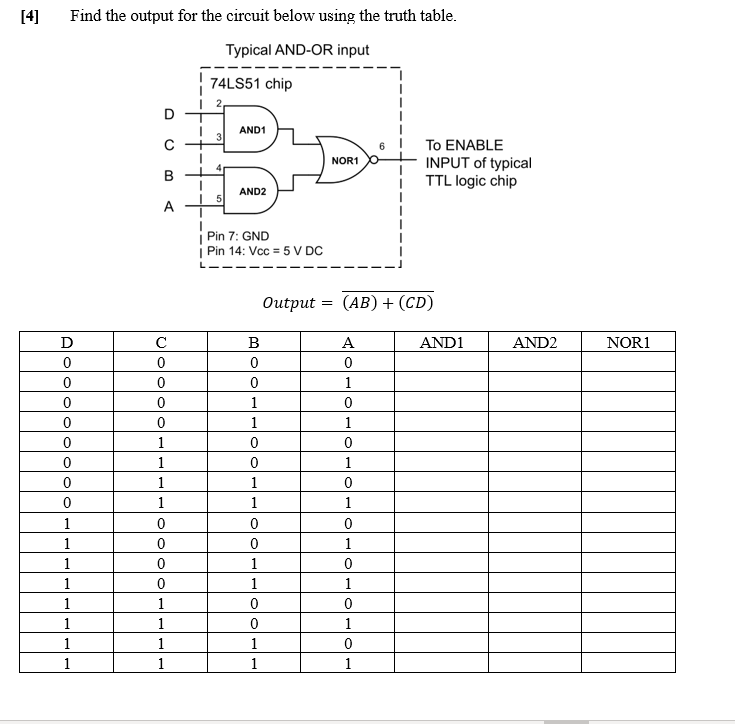 Solved [3] Using the NOR gate circuit shown below fill out | Chegg.com
