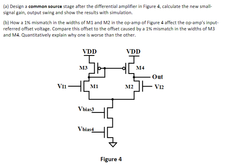 (a) Design a common source stage after the | Chegg.com