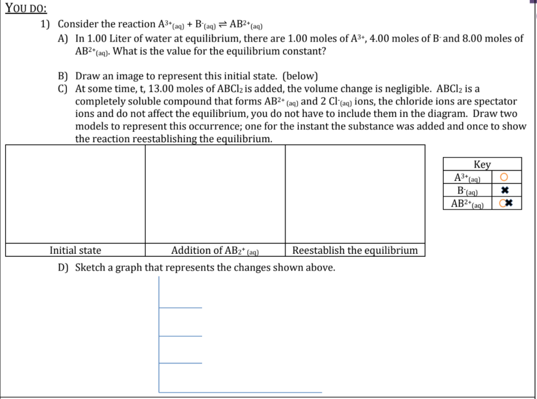 Solved YOU DO: 1) Consider the reaction A3+ (aq) + B+ (aq) = | Chegg.com