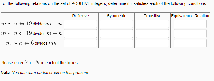 Solved Please enter Y or N in each of the boxes. Note: You | Chegg.com