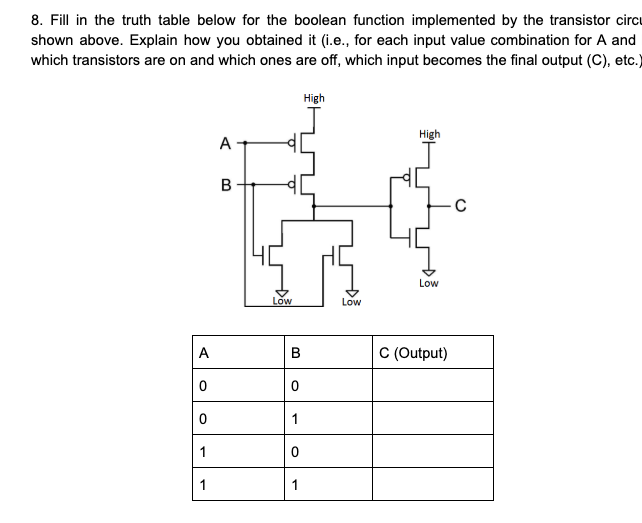 Solved 8. Fill in the truth table below for the boolean | Chegg.com
