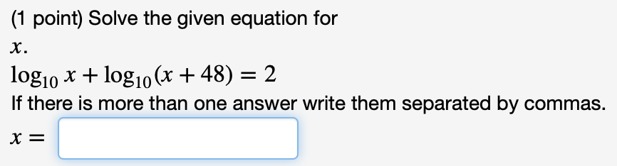 Solved (1 point) Using laws of logarithms, write the | Chegg.com