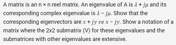 Solved A matrix is an nxn reel matrix. An eigenvalue of Ais | Chegg.com